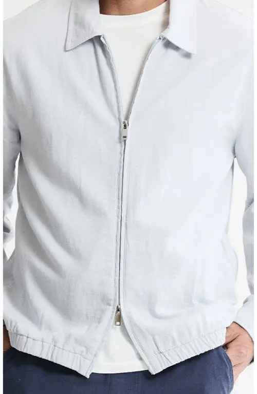 JACHS Linen Blend Zip-up Jacket - Light Grey