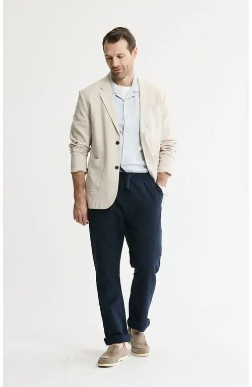 JACHS Linen Blend Blazer - Stone