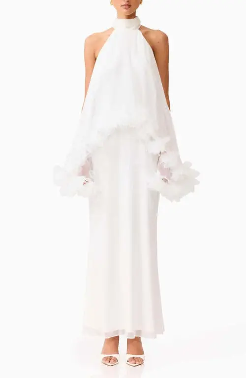 ELLIATT Poppy Tiered Halterneck Gown - White