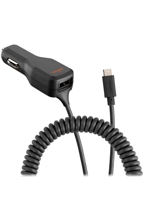 VENTEV 17w Usb-a Car Charger And Connected Micro-usb-cable - Gray