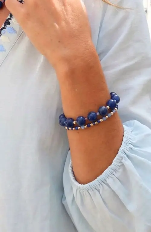 Stella & Dot Lapis Beaded Bracelet