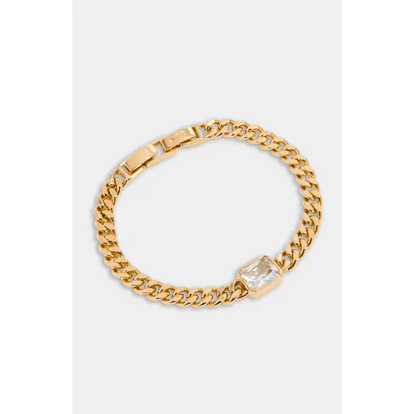 Stella & Dot Bezel Station Curb Chain Bracelet - Gold