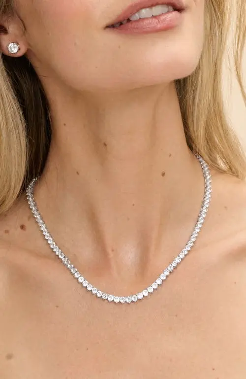 Stella & Dot Simulated Diamond Tennis Necklace In 12k Gold