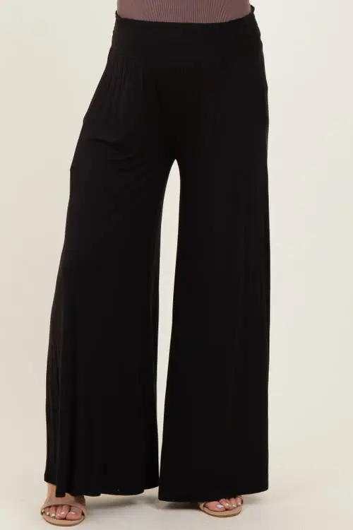 PINKBLUSH Smocked Waist Wide Leg Maternity Pants