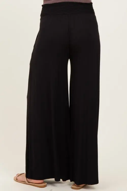 PINKBLUSH Smocked Waist Wide Leg Maternity Pants