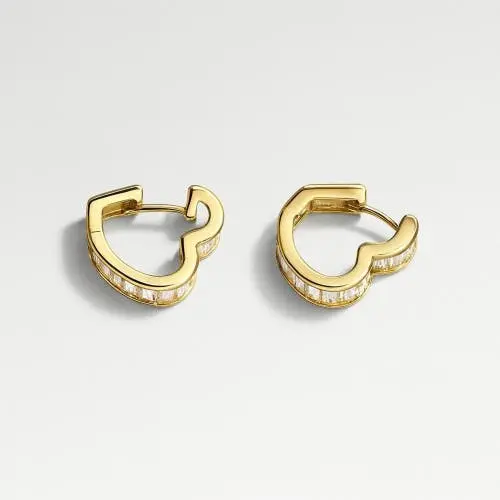 IVY & PEARL CO. Beaumont Heartline Hoops With Baguette Stones - Gold