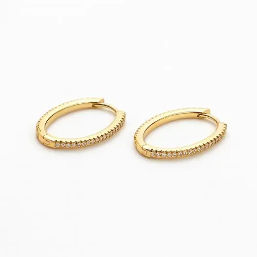 IVY & PEARL CO. The Verona Pavé Oval Huggies By - Gold