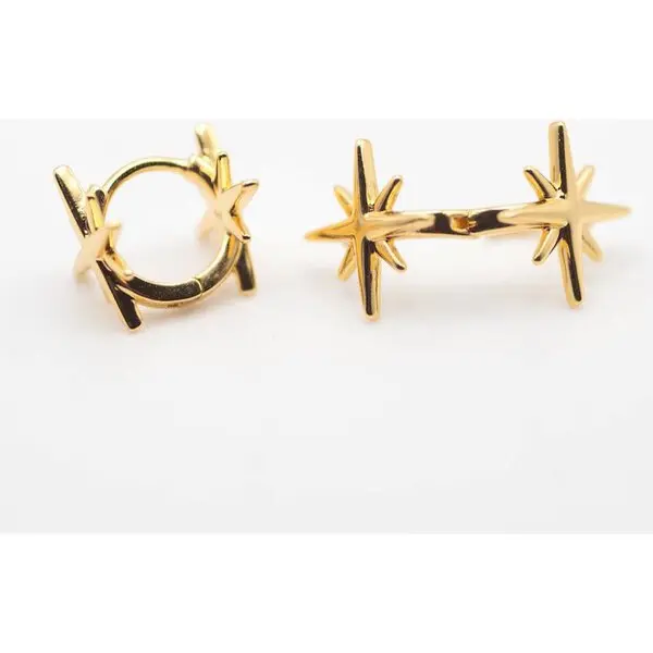 IVY & PEARL CO. Stellar Radiance Huggies 24k Filled Star Earrings