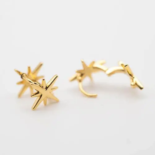 IVY & PEARL CO. Stellar Radiance Huggies 24k Filled Star Earrings