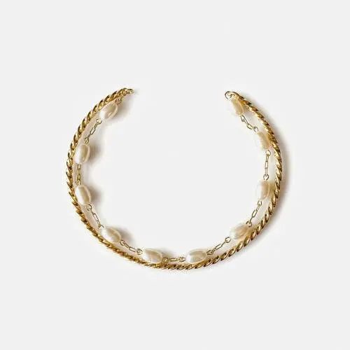 IVY & PEARL CO. Heirloom Pearl Chain Bracelet - Gold
