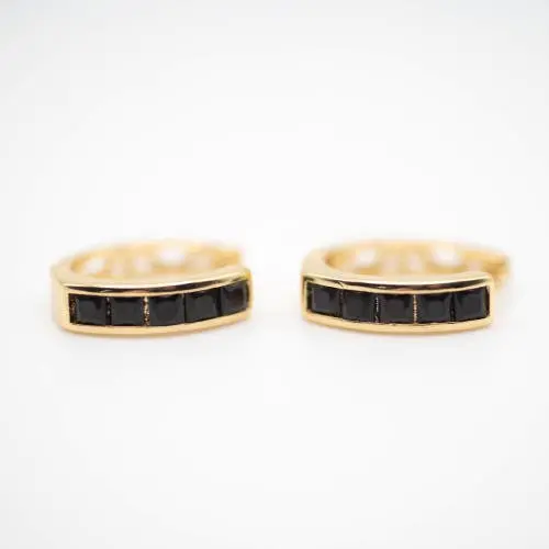 IVY & PEARL CO. Onyx Huggie Earrings In 14k Filled