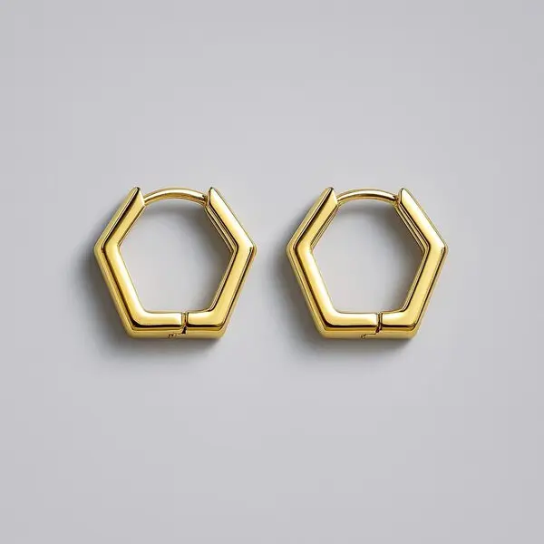 IVY & PEARL CO. Wentworth Signature -filled Hexagonal Hoop Earrings - Gold