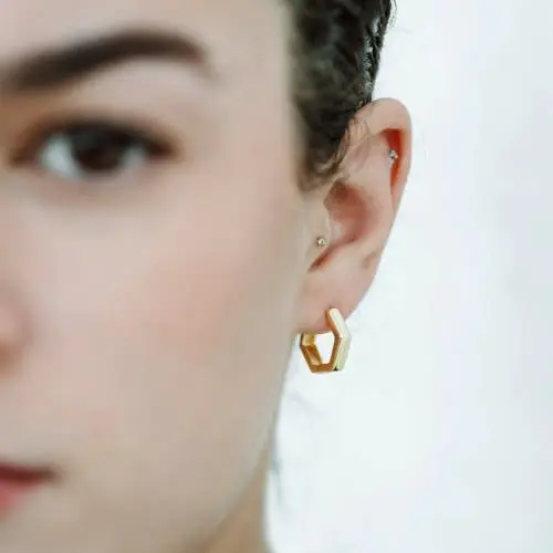 IVY & PEARL CO. Wentworth Signature Hexagonal Hoop Earrings