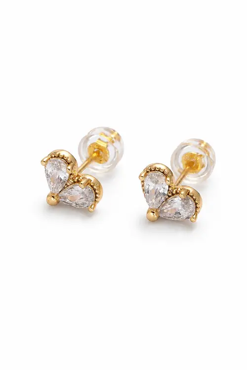 IVY & PEARL CO. Fairfax Heart Studs - Gld