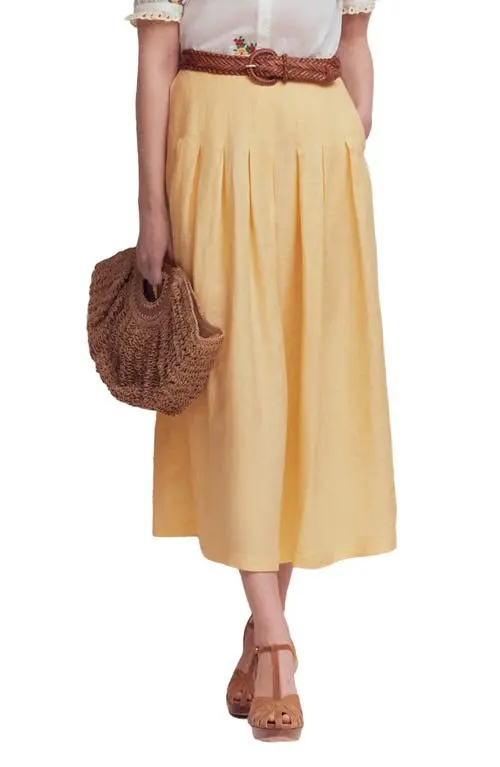Boden Valentina Linen Midi Skirt