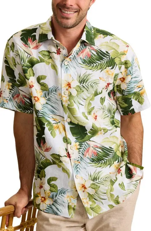 Tommy Bahama Flora Festival Short Sleeve Linen Button-up Shirt - Continental