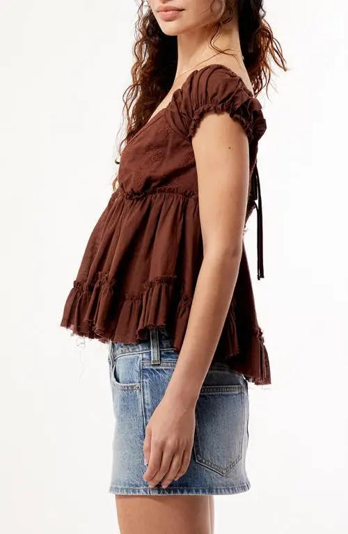 PACSUN Ellie Embroidered Lace Trim Top