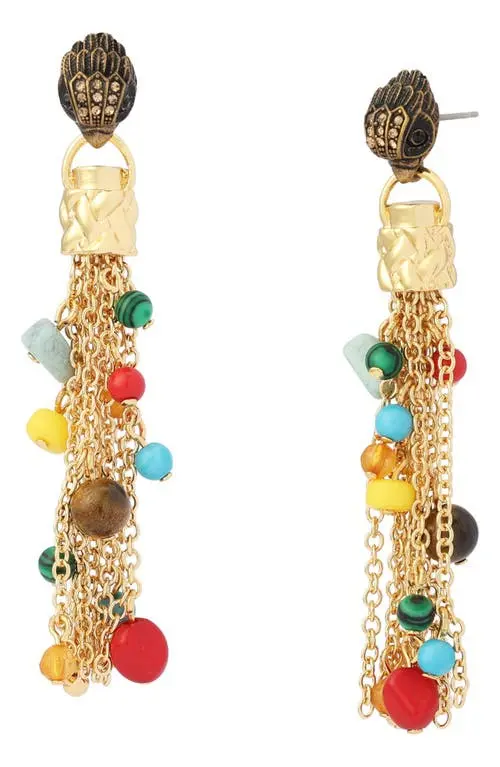Kurt Geiger Pavé Bead Tassel Drop Earrings - Gold/multi