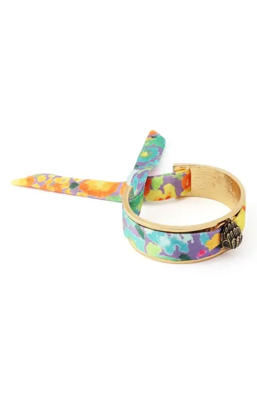 Kurt Geiger Floral Fabric Tie Cuff Bracelet With Eagle Head Motif