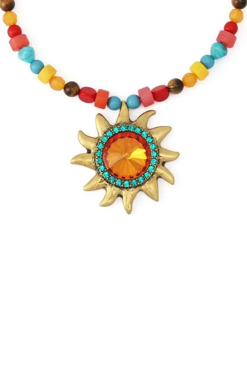 Kurt Geiger Beaded Sun Pendant Collar Necklace