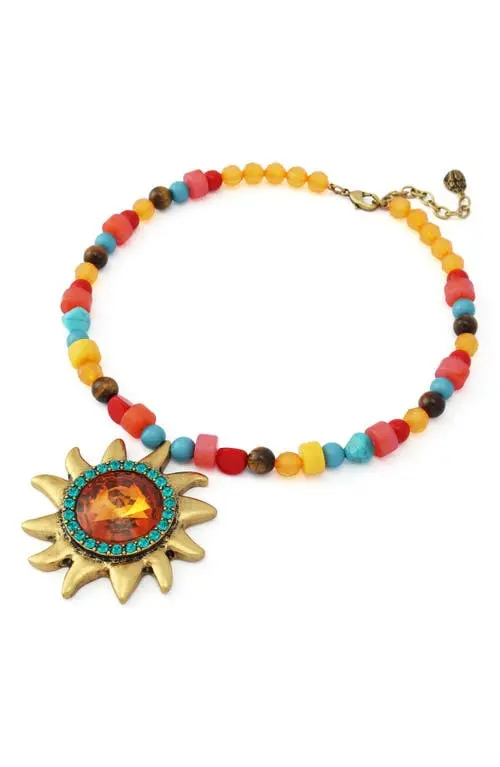 Kurt Geiger Beaded Sun Pendant Collar Necklace