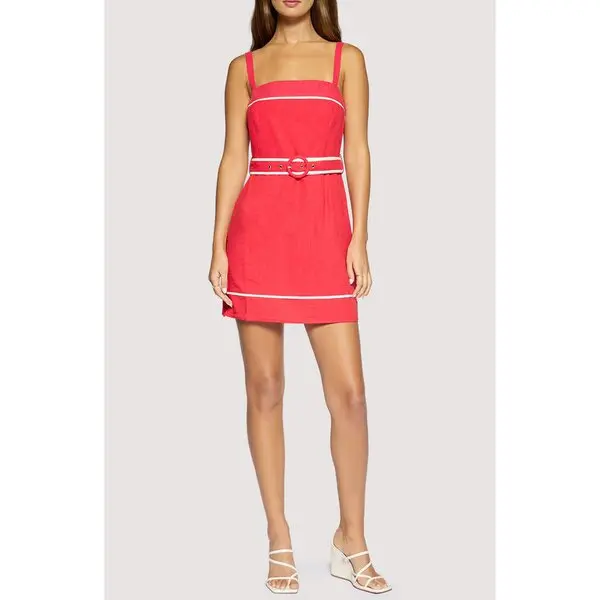 LOST + WANDER Sleeveless Contrast Trim Mini Dress