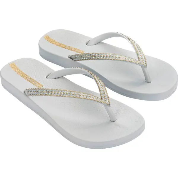 Ipanema Crystal Mesh Flip Flops - Grey/gold