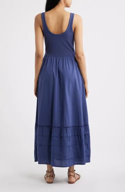 Marine Layer Lexi Rib & Poplin Sleeveless Midi Dress - Navy