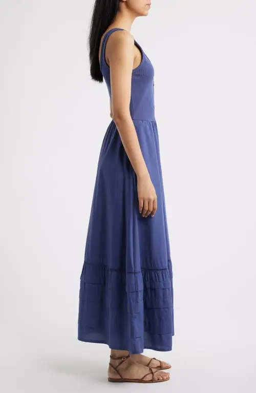 Marine Layer Lexi Rib & Poplin Sleeveless Midi Dress - Navy