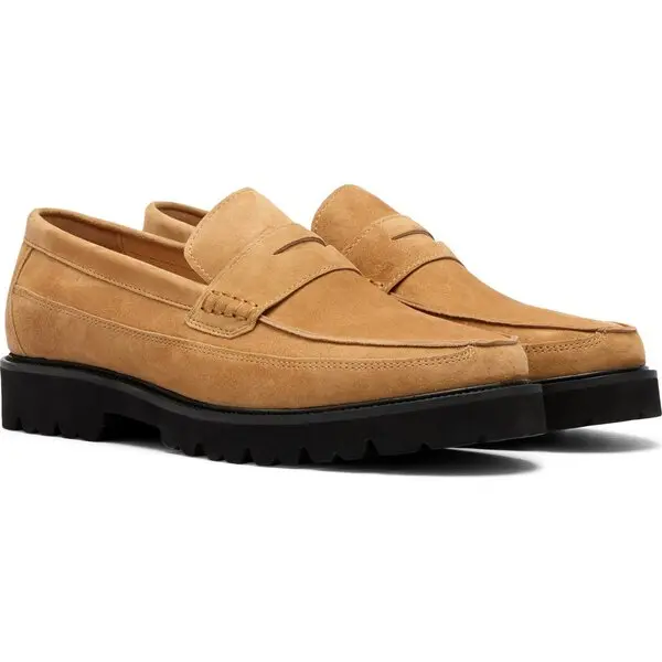 MARC NOLAN Suede Penny Loafers - Caramel