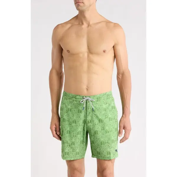 Tommy Bahama Baja Palm Tini 8-inch Upf 30+ Swim Trunks - Elm