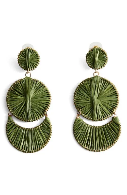 Mango Geometric Textured Drop Earrings - Pastel Green