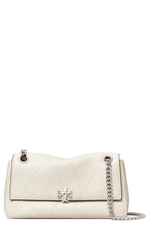 Tory Burch Small Charlie Leather Shoulder Bag - Light Cream