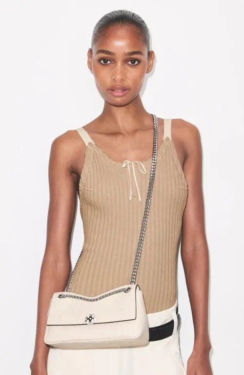 Tory Burch Small Charlie Leather Shoulder Bag - Light Cream