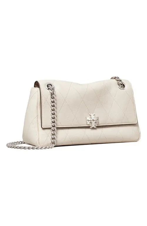 Tory Burch Small Charlie Leather Shoulder Bag - Light Cream
