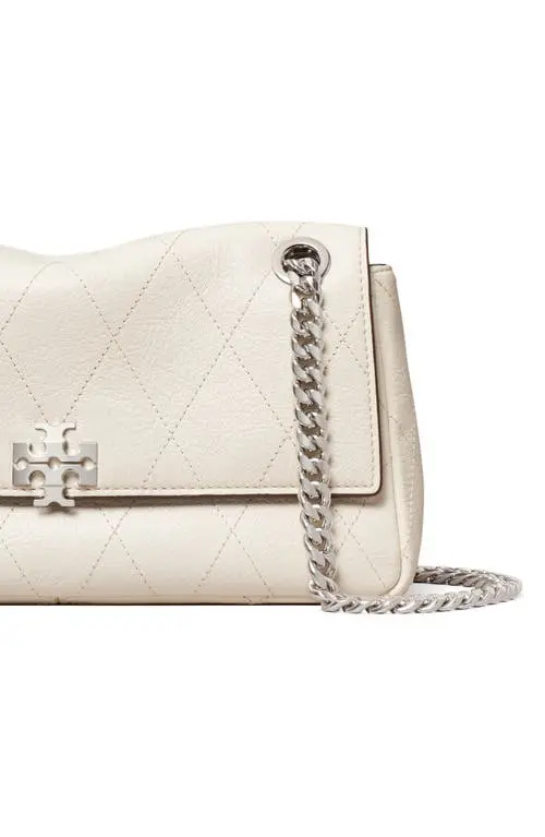 Tory Burch Small Charlie Leather Shoulder Bag - Light Cream