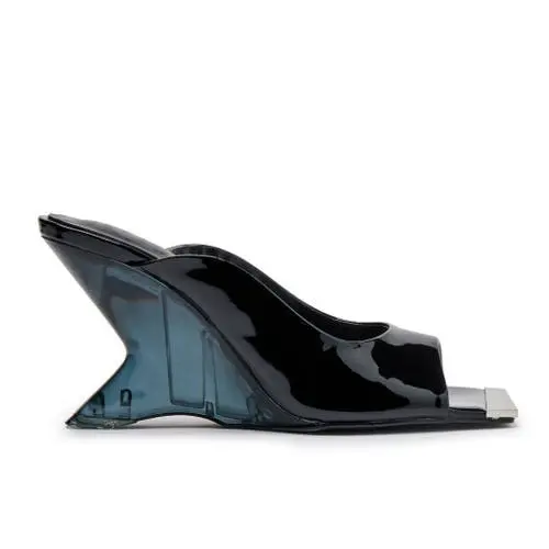 MALLET Amber Mid Heel Wedge Shoes - Black