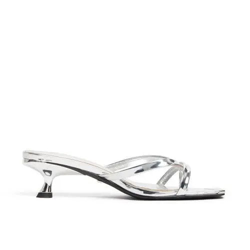 MALLET Elisa Patent Leather Low Heel Shoes - Silver