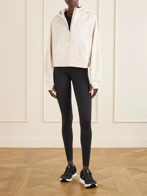Lululemon Scuba Cropped Cotton-blend Half-zip Hoodie - Ivory