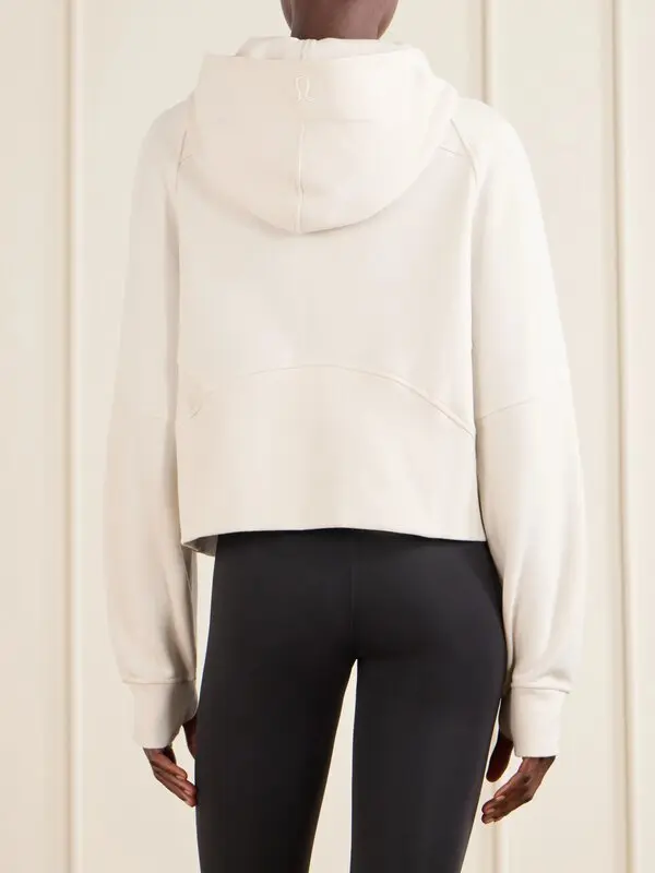 Lululemon Scuba Cropped Cotton-blend Half-zip Hoodie - Ivory