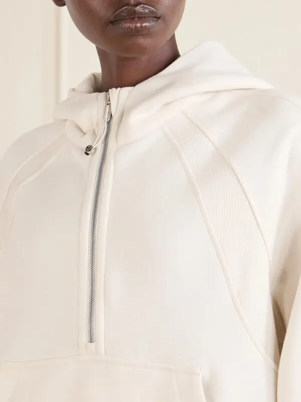 Lululemon Scuba Cropped Cotton-blend Half-zip Hoodie - Ivory