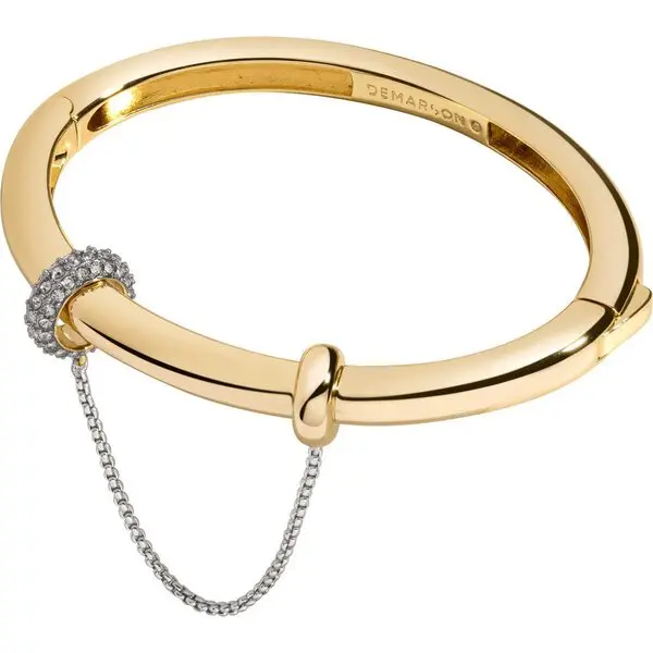 Demarson Molly Bangle Bracelet With Pave Detail - Gold/hem/crystal