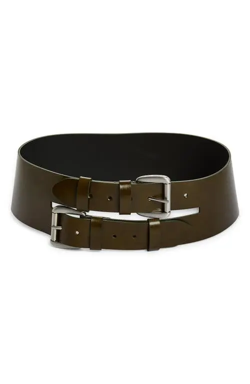 Paloma Wool Penelope Double Buckle Leather Belt - 247 - Khaki