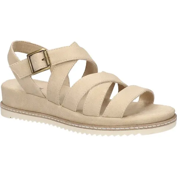 EASY WORKS BY EASY STREET Madeline Slingback Platform Wedge Sandal - Beige