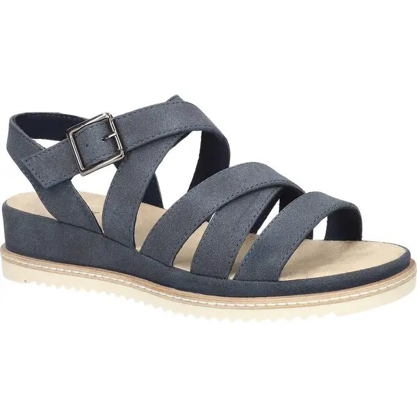 EASY WORKS BY EASY STREET Madeline Slingback Platform Wedge Sandal - Navy