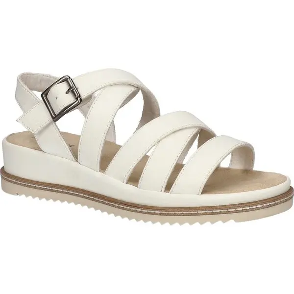 EASY WORKS BY EASY STREET Madeline Slingback Platform Wedge Sandal - White