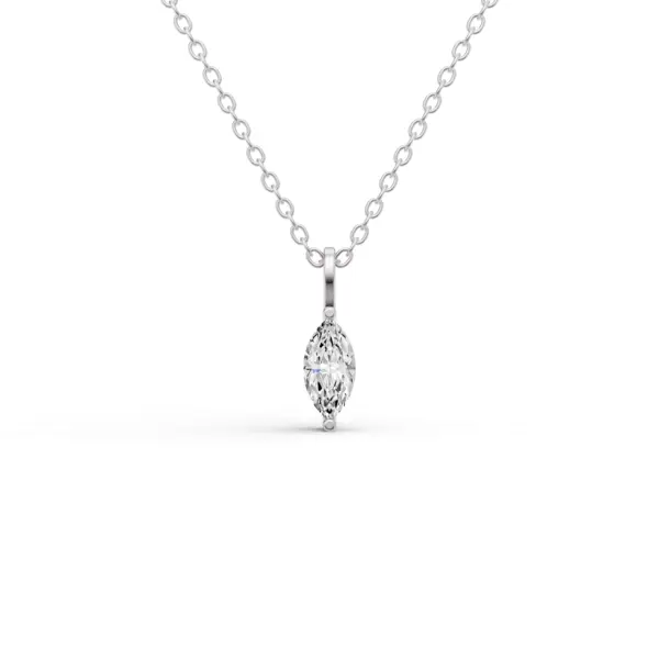 SEREIA OFFICIAL 14k White Gold 0.25 Ct Lab-grown Marquise Diamond Solitaire Pendant Necklace - Silver