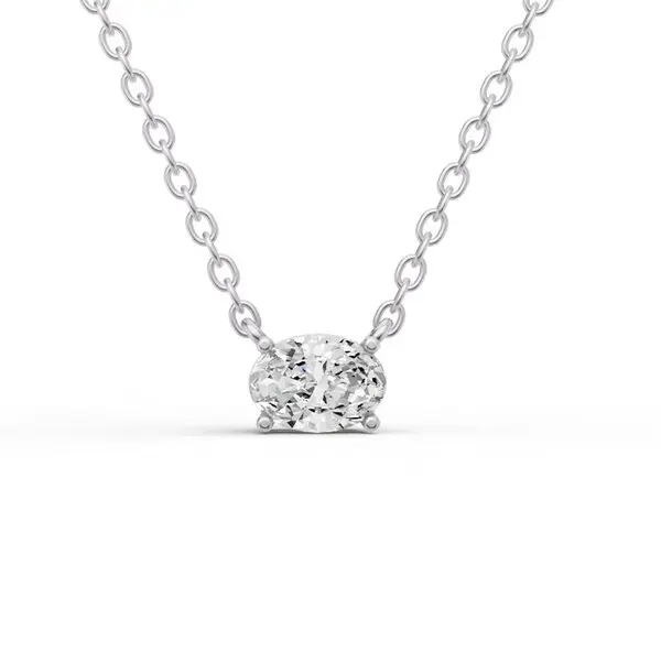 SEREIA OFFICIAL 14k White Gold 0.25 Ct Lab-grown Oval Diamond Pendant Necklace - Silver