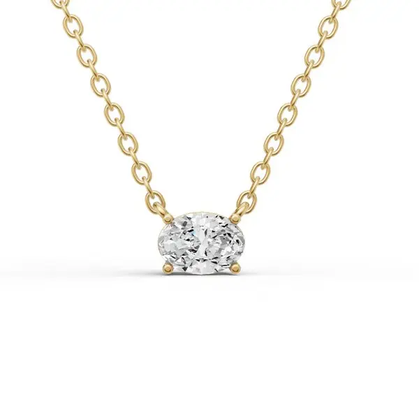 SEREIA OFFICIAL 14k Yellow 0.25 Ct Oval Lab-grown Diamond Pendant Necklace - Gold