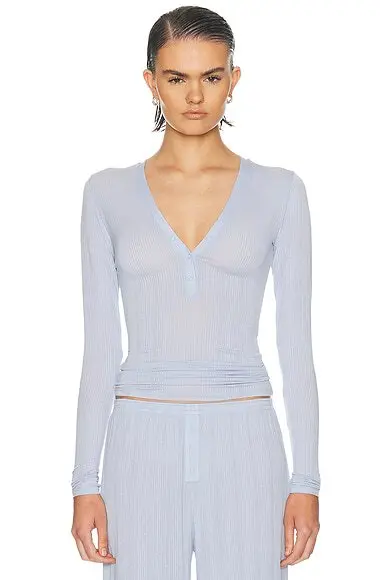 NEGATIVE UNDERWEAR Whipped Henley Long Sleeve Top - Muse